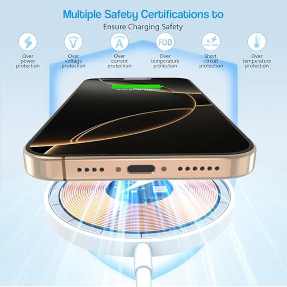 10FT Magnetic Wireless Charger,15W Fast Apple Mag-Safe Charger for iPh ...