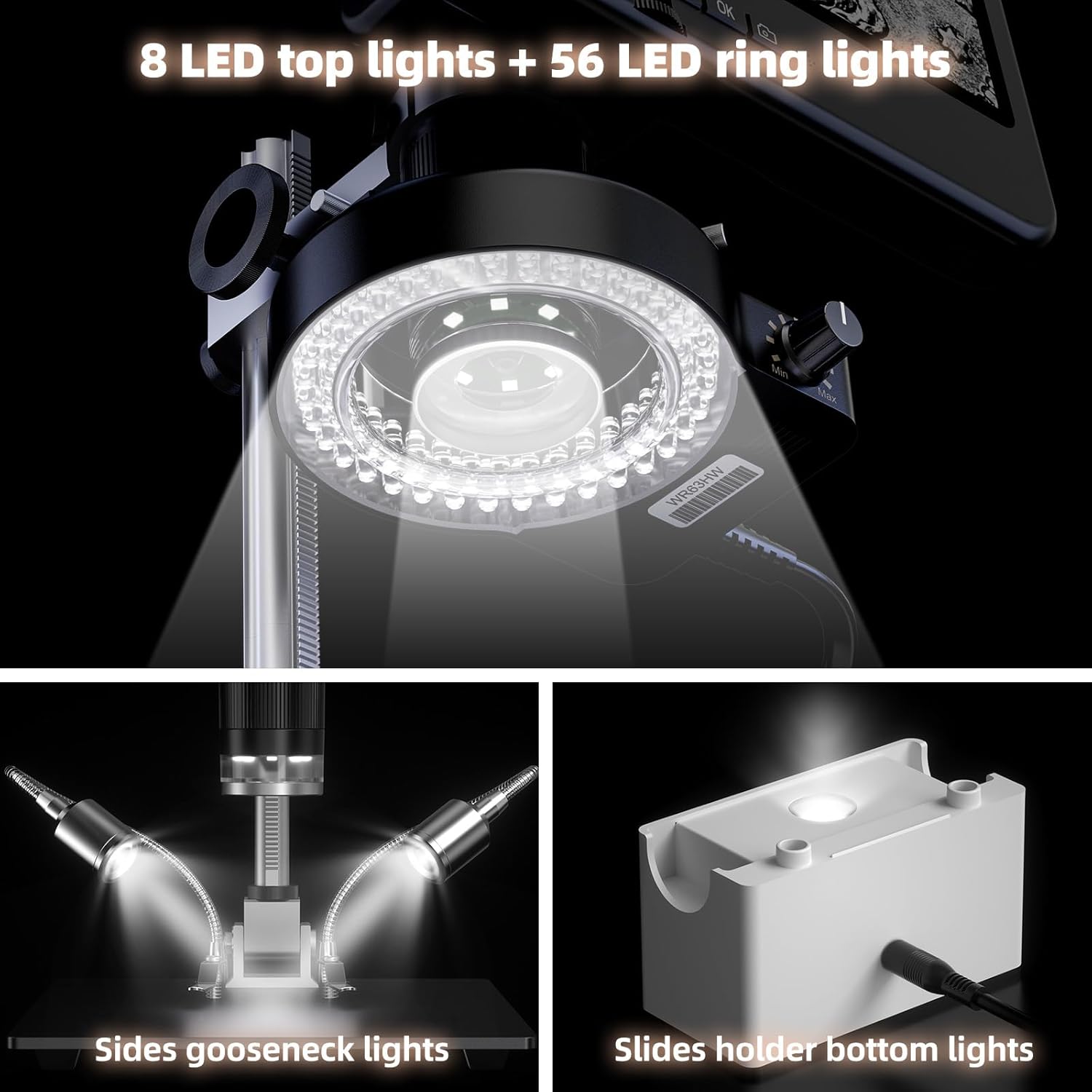 4K 30FPS 10.1'' HDMI Digital Microscope with Screen for Soldering LM20 ...