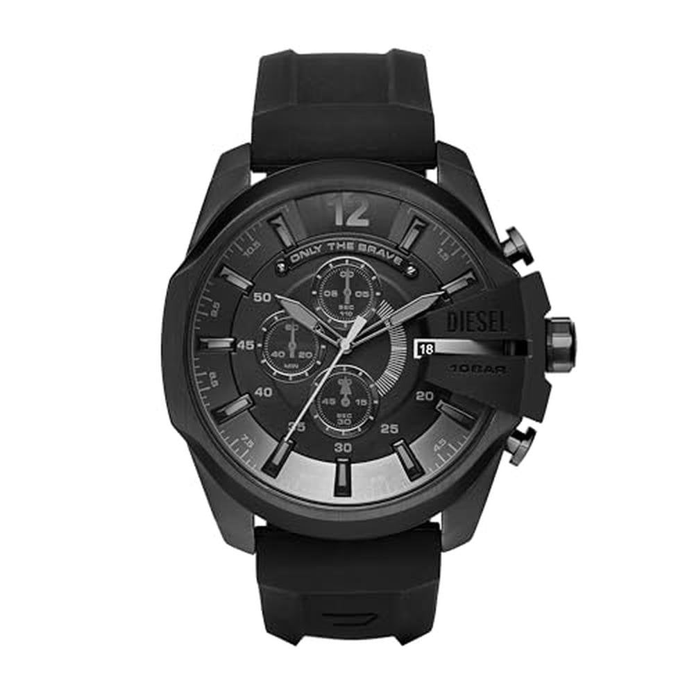 Diesel Mega Chief Stainless Steel and Silicone Chronograph Men's Watch ...