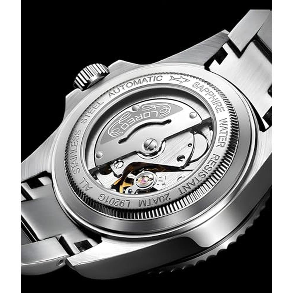 LOREO Luxury Automatic Watch for Men Sapphire Crystals Black Rotating ...