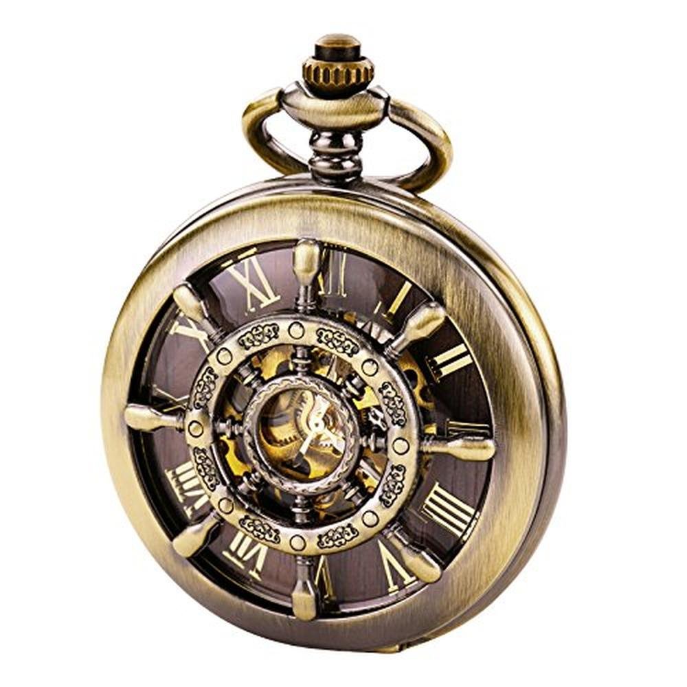 Pocket Treeweto | TREEWETO Bronze Rudder Pocket Watch Double Cover Rom ...