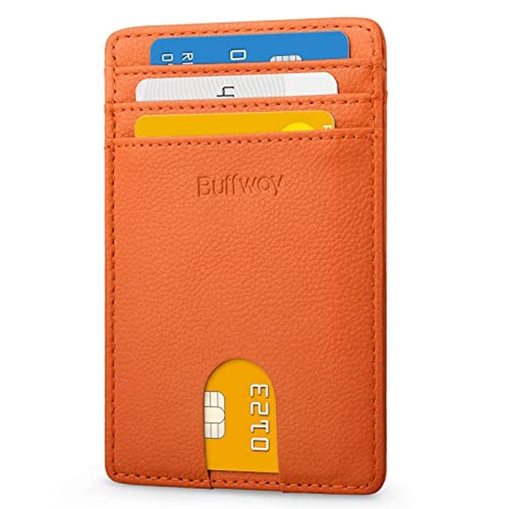 Buffway Mens Slim Wallet, Minimalist Thin Front Pocket Leather Credit ...