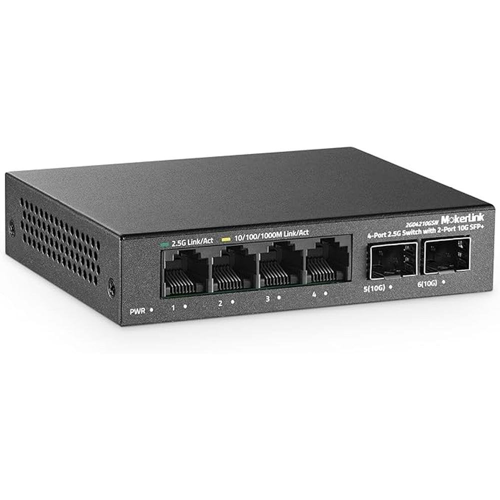 MokerLink 4 Port 2.5G Ethernet Switch with 2x10G SFP+ Slot, 4x2.5G Bas ...