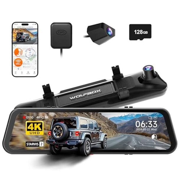 WOLFBOX G900 PRO Mirror Dash Cam with STARVIS 2 IMX678, 12 inches Rear ...
