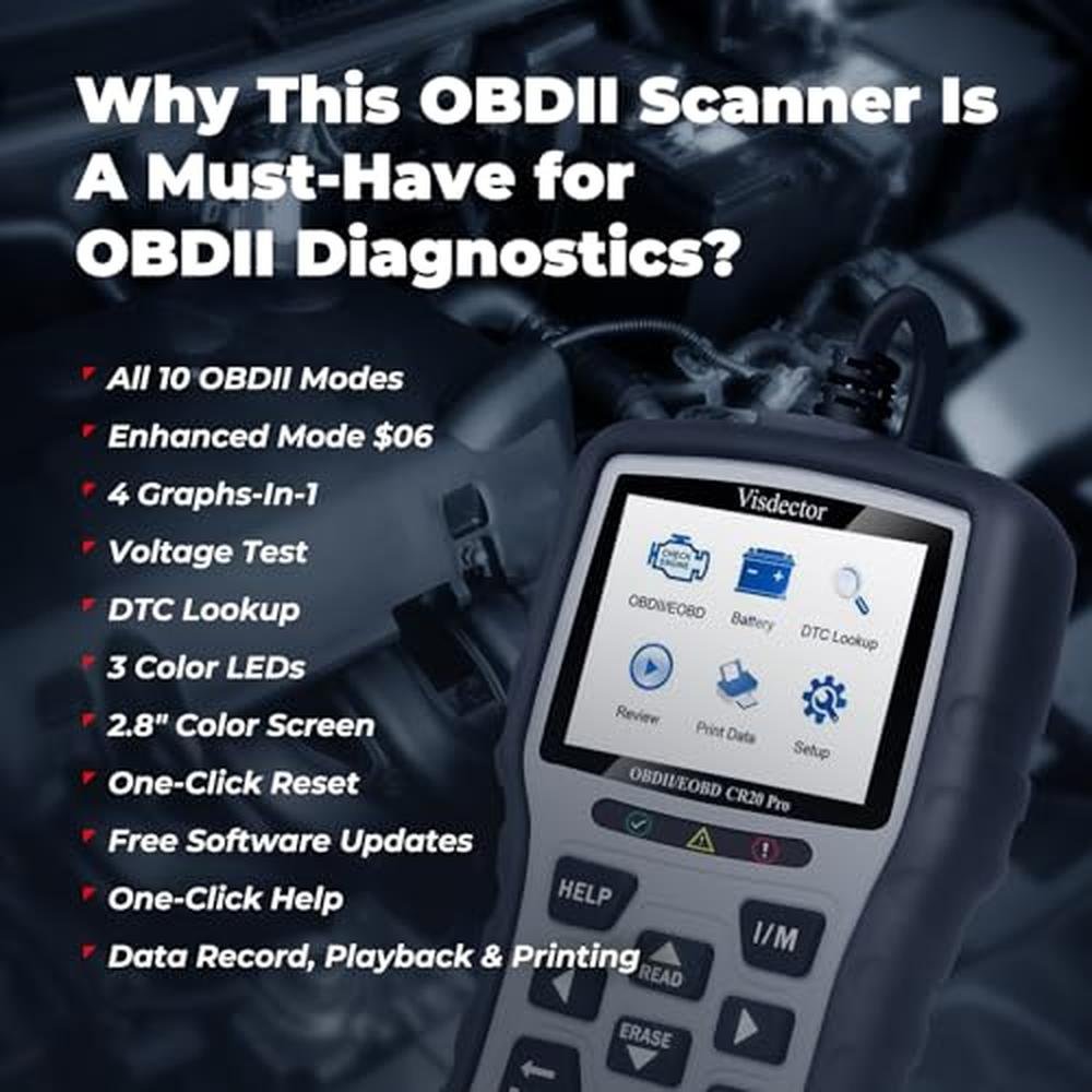 Visdector CR20 Pro Enhanced Universal OBD2 Scanner Car Code Reader Che ...