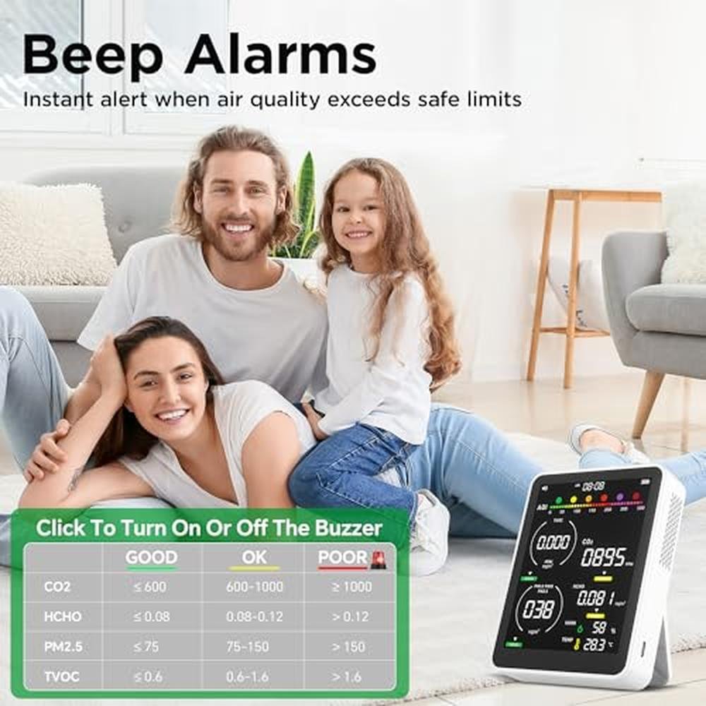 Air Quality Monitor Indoor,13-in-1 Smart Air Quality Tester with PM 2 ...