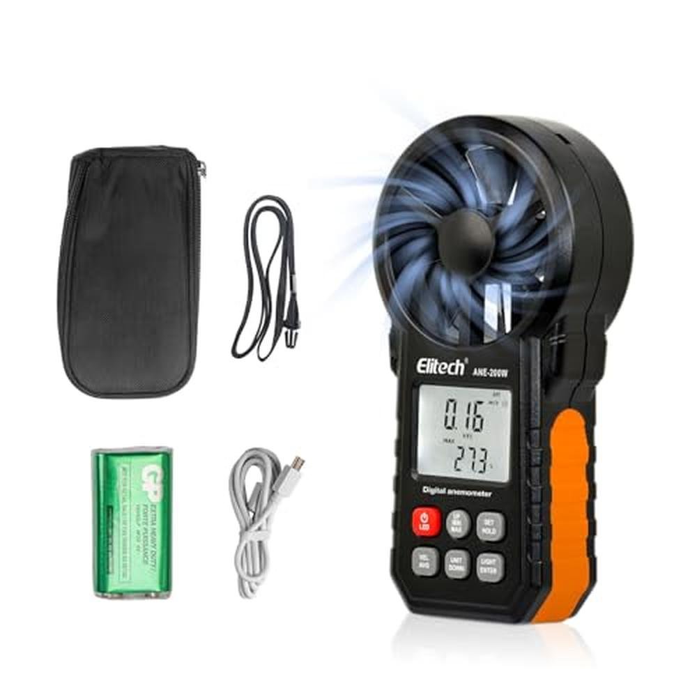 Elitech ANE-200W Bluetooth Anemometer, Digital Wind Speed Meter with T ...