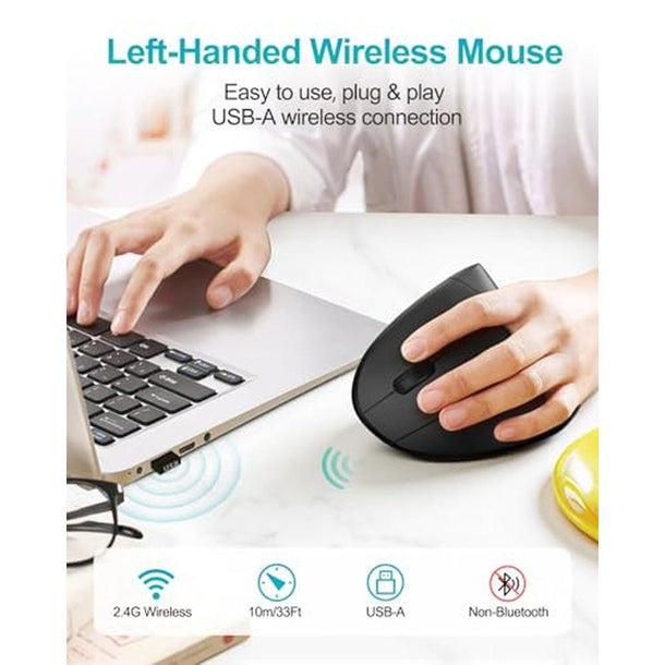 Left-Handed Ergonomic Mouse | Lekvey Vertical Wireless Mouse for Left ...