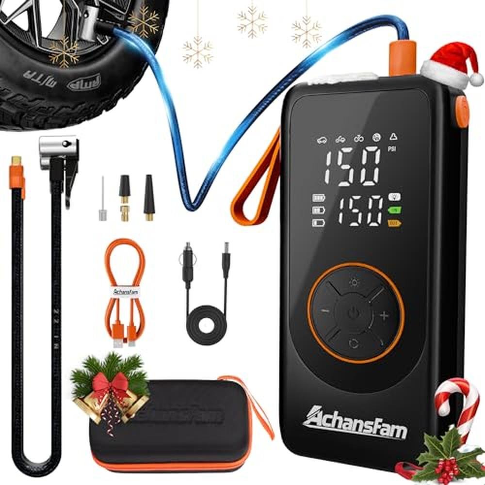 Achansfam P9 Pro Portable Air Compressor, 48s Fast Inflation, Cordless ...