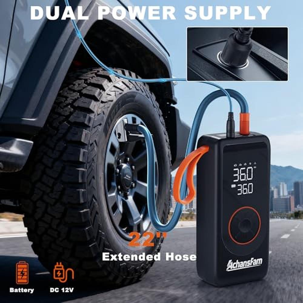 Achansfam P9 Pro Portable Air Compressor, 48s Fast Inflation, Cordless ...