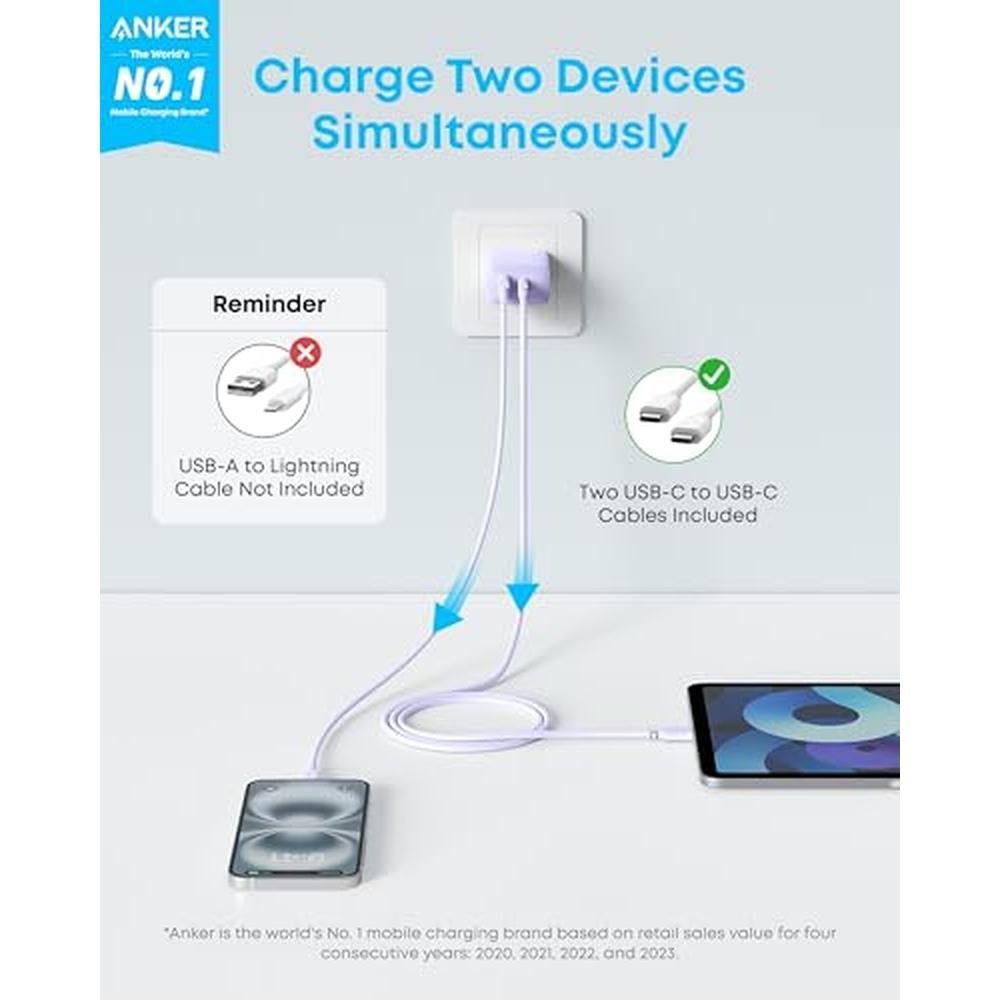 Anker iPhone 17/16 Charger, 2-Pack 20W Fast USB C Charger Block, for i ...