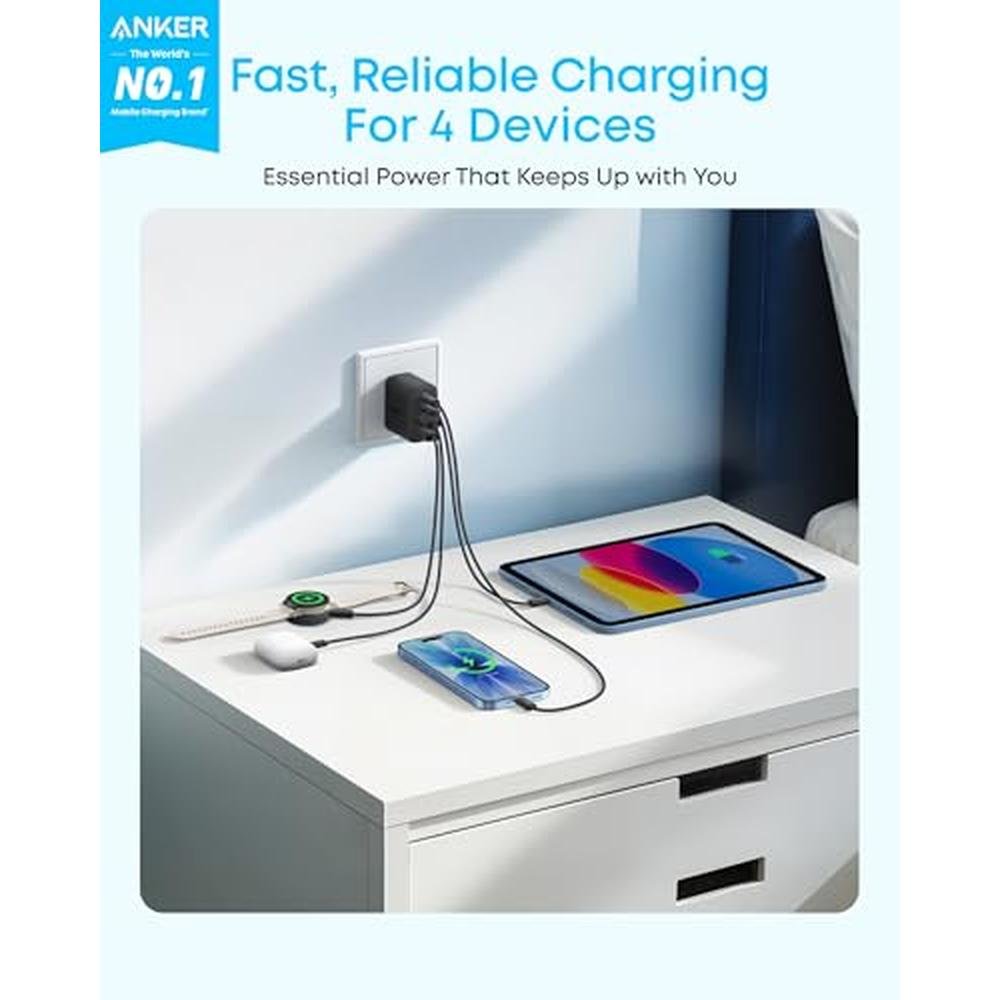 Anker Zolo USB C Charger Block, 2-Pack 4-Port Wall Adapter with 50W Ma ...