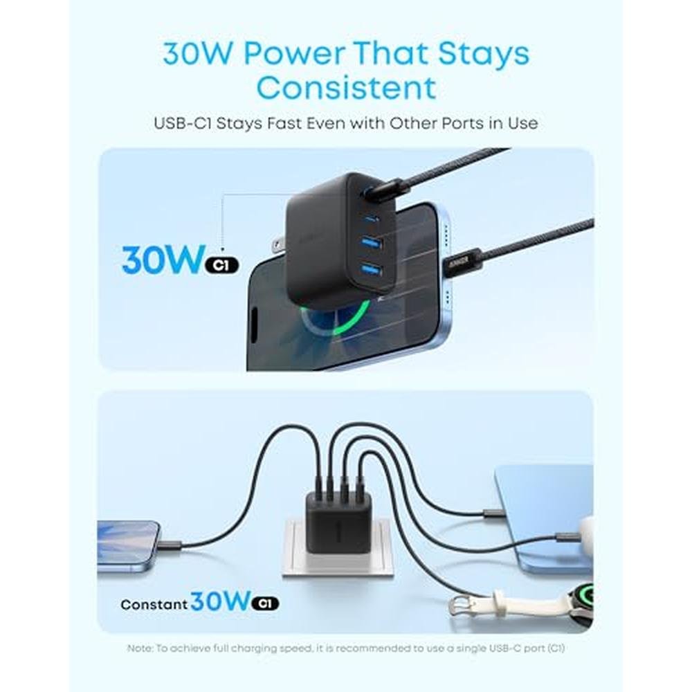 Anker Zolo USB C Charger Block, 2-Pack 4-Port Wall Adapter with 50W Ma ...