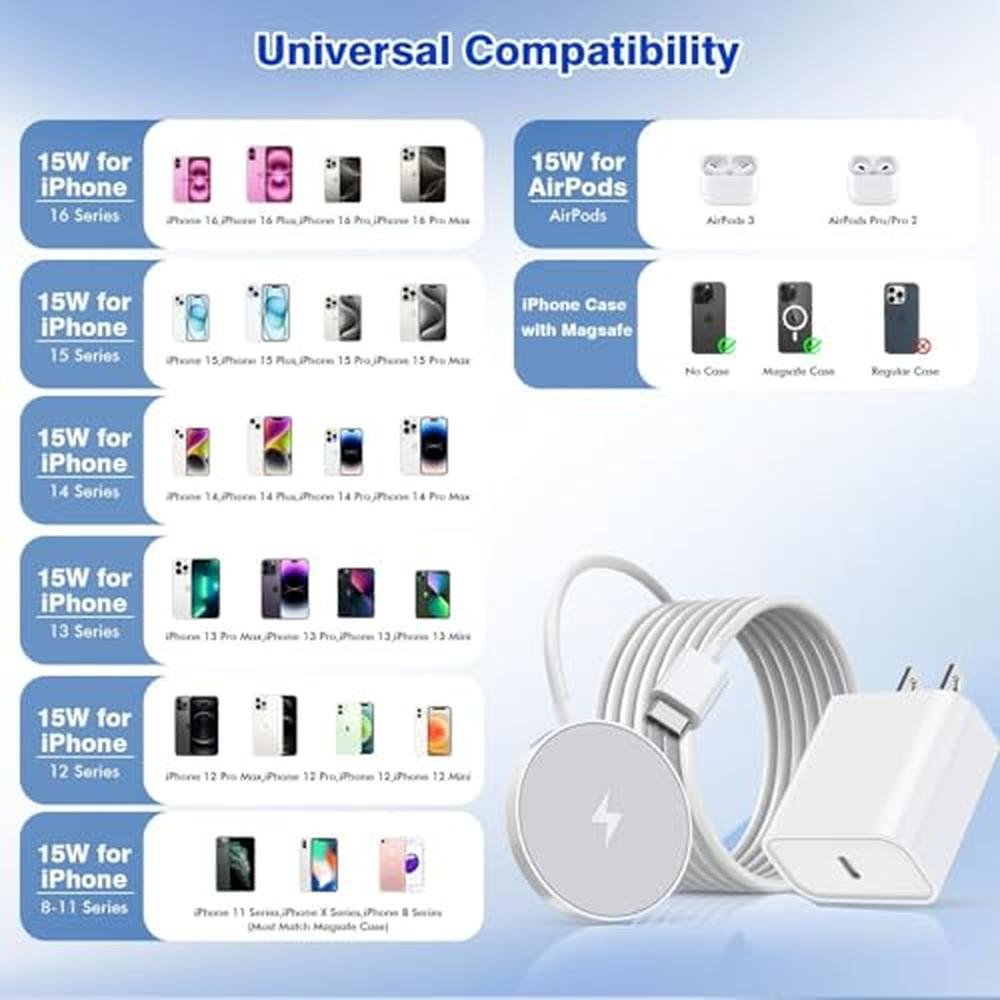 [Apple MFi Certified]Magnetic Wireless iPhone Charger Magsafe Charger ...