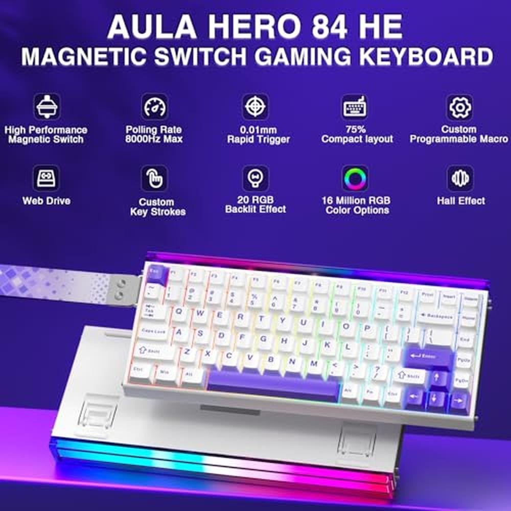 Keyboard Aula Hero 84 HE | 75% Mechanical Gaming Keyboard Wired | Rapid ...