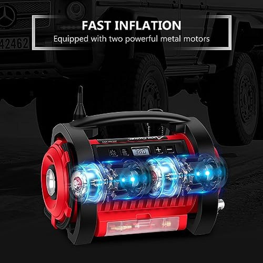AVID POWER Tire Inflator Portable Air Compressor, 12V DC 110V AC Car T ...