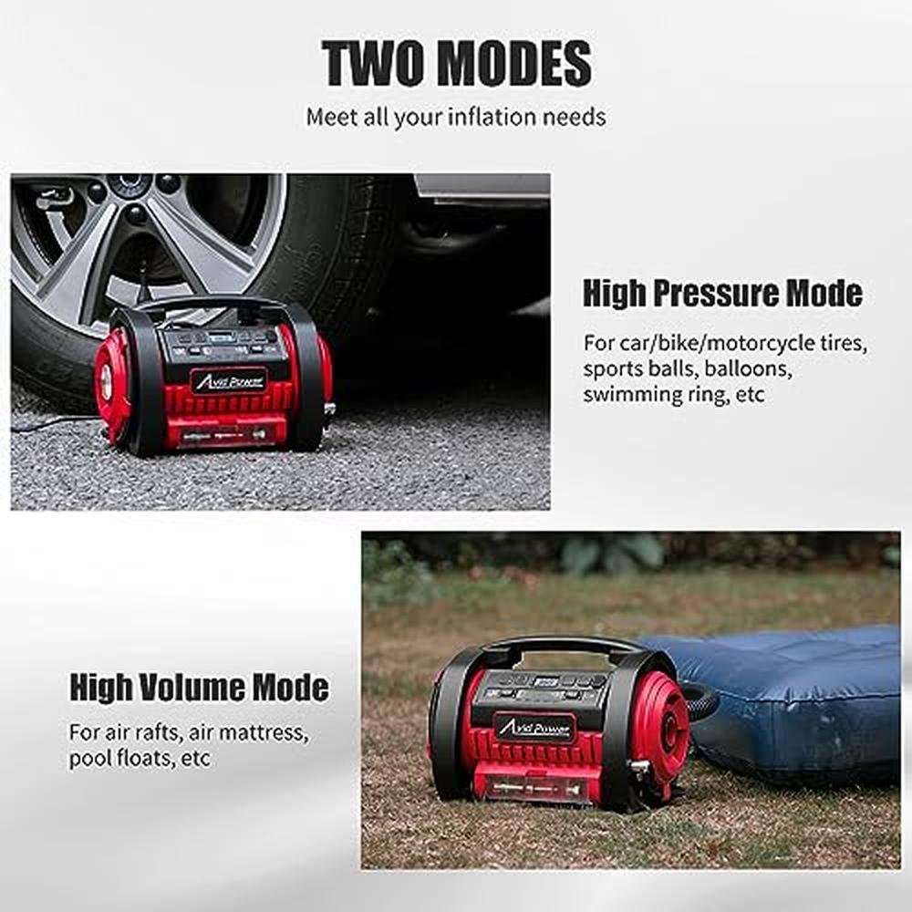 AVID POWER Tire Inflator Portable Air Compressor, 12V DC 110V AC Car T ...