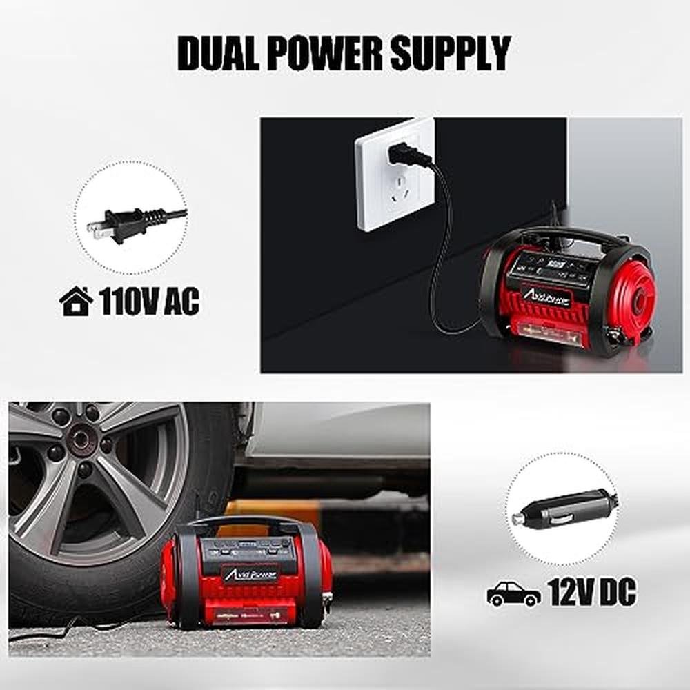 AVID POWER Tire Inflator Portable Air Compressor, 12V DC 110V AC Car T ...
