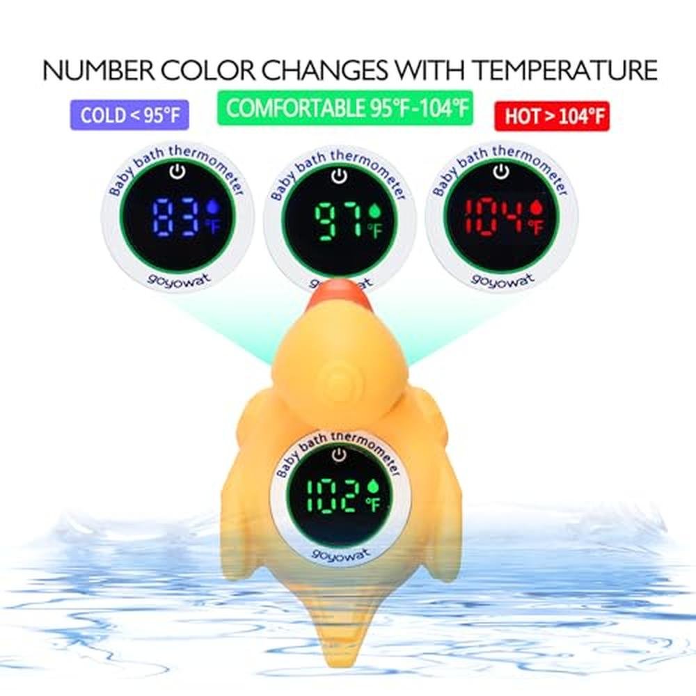 Baby Bath Thermometer with LED Display, Floating Duck Toy 2-in-1 Water ...