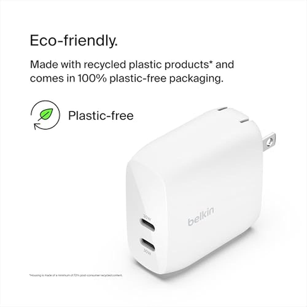 Belkin Dual USB C Charger Block 60W w/PPS Super Fast Charging - Samsun ...