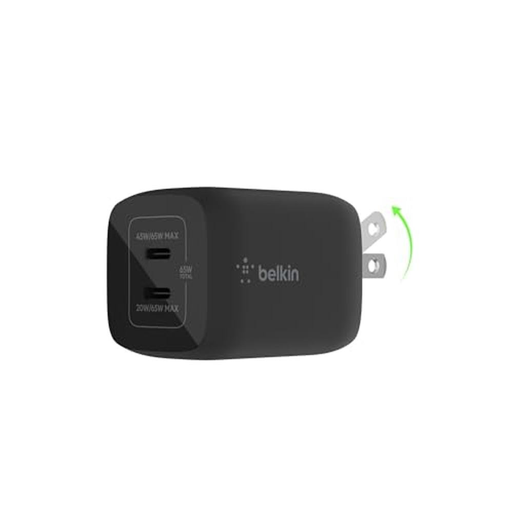 Belkin Dual USB C Charger Block 65W, Super Fast Charging PD 3.0 w/GaN ...
