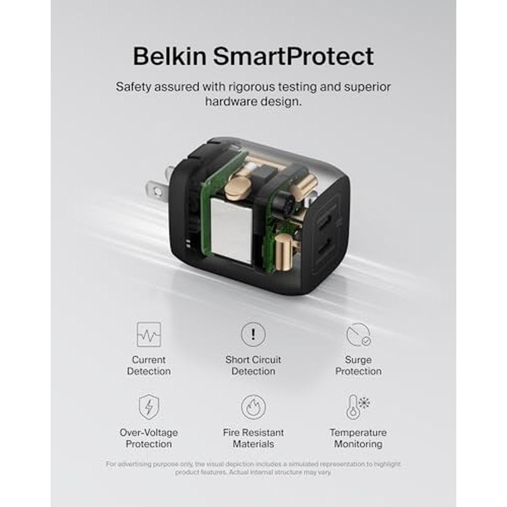 Belkin Dual USB C Charger Block 65W, Super Fast Charging PD 3.0 w/GaN ...