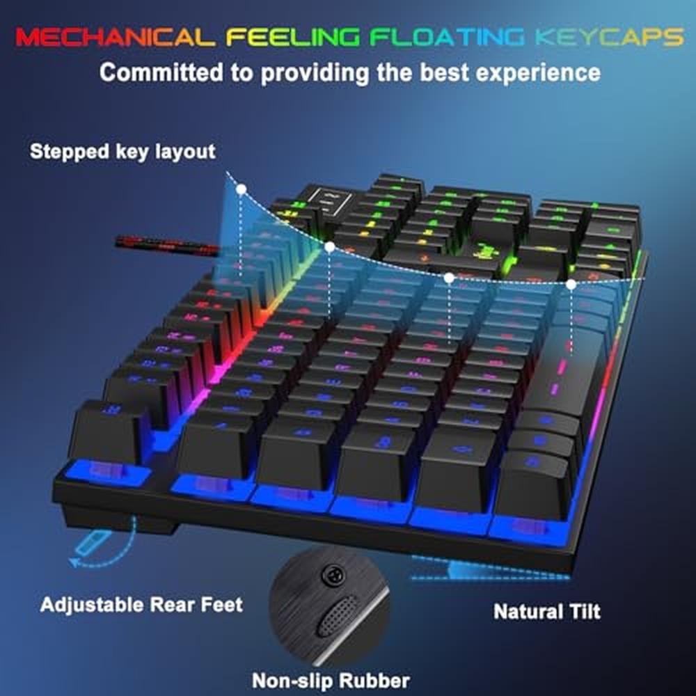 BlueFinger RGB Gaming Keyboard and Backlit Mouse and Headset Combo, US ...