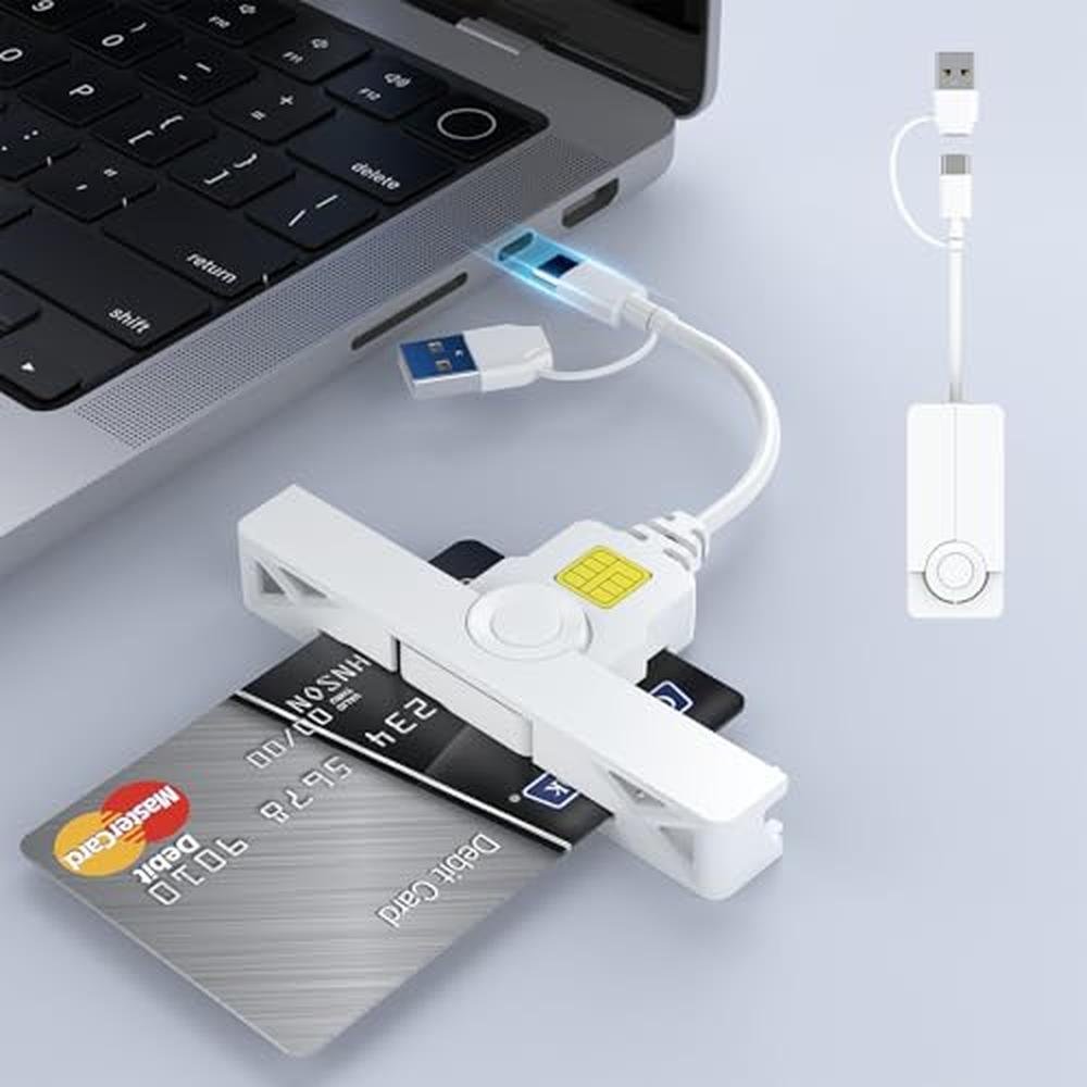 CAC Reader | 2-in-1 USB/Type C Dual Connector DOD Military Smart Card ...