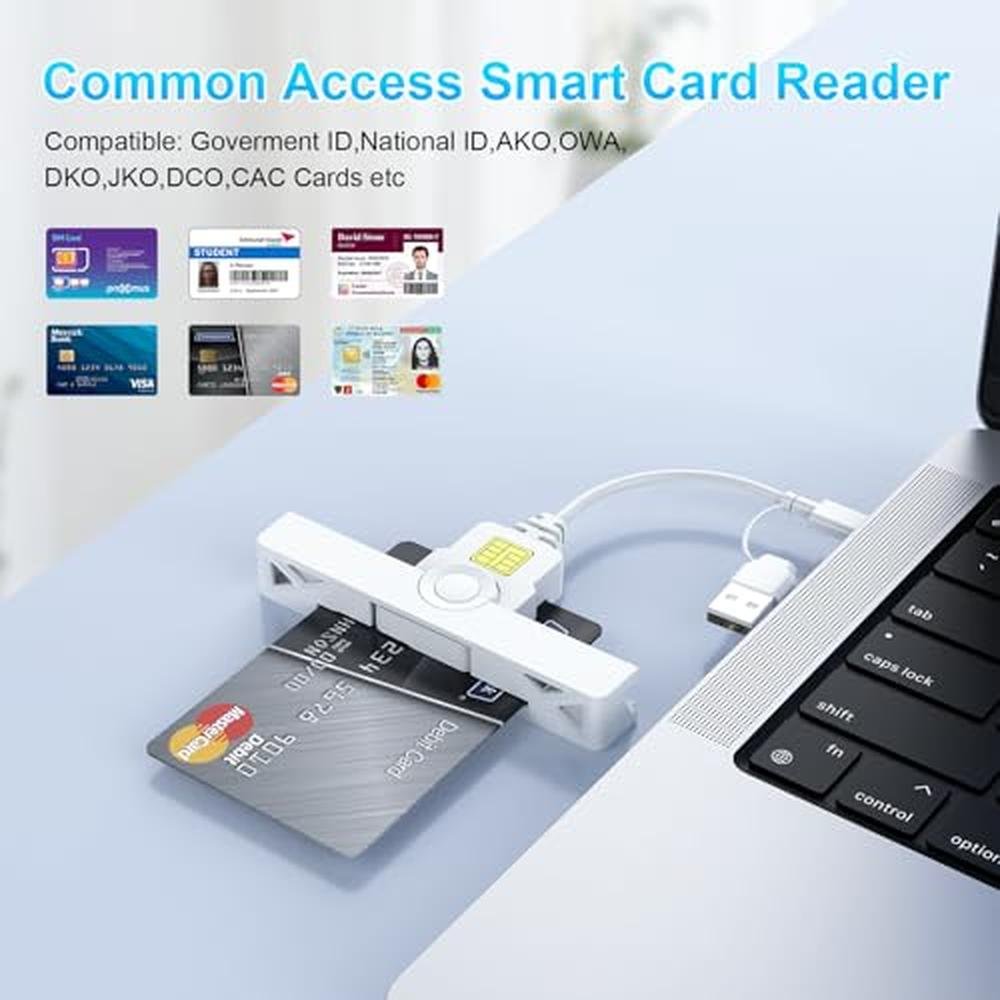 CAC Reader | 2-in-1 USB/Type C Dual Connector DOD Military Smart Card ...