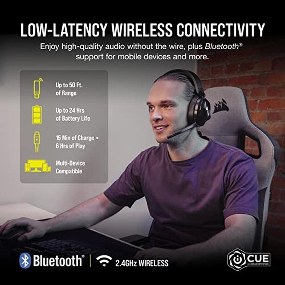 Corsair HS55 Wireless Multiplatform Lightweight Gaming Headset with Bl ...
