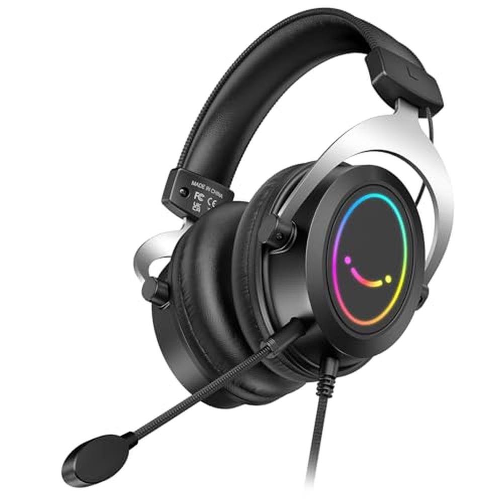 FIFINE RGB Gaming Headsets,Comfortable Over-Ear Headphones with Microp ...