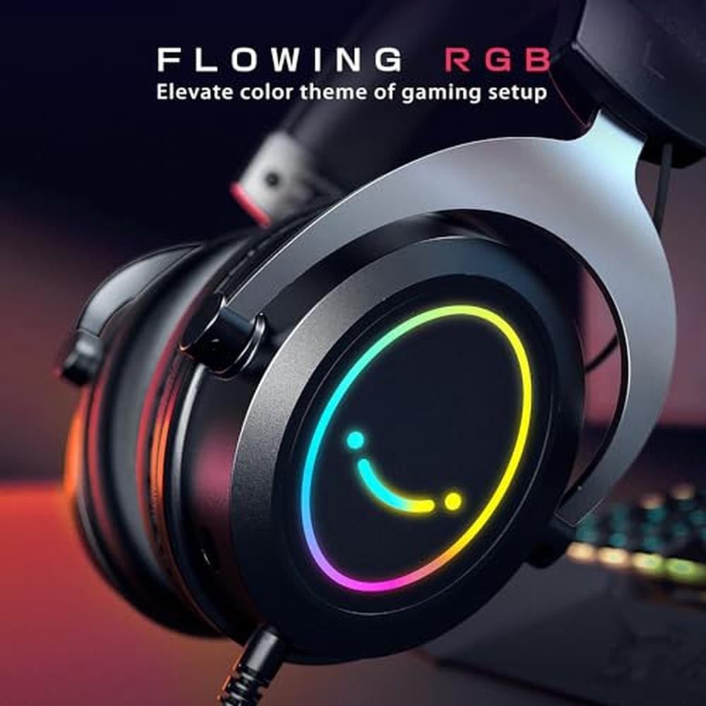 FIFINE RGB Gaming Headsets,Comfortable Over-Ear Headphones with Microp ...