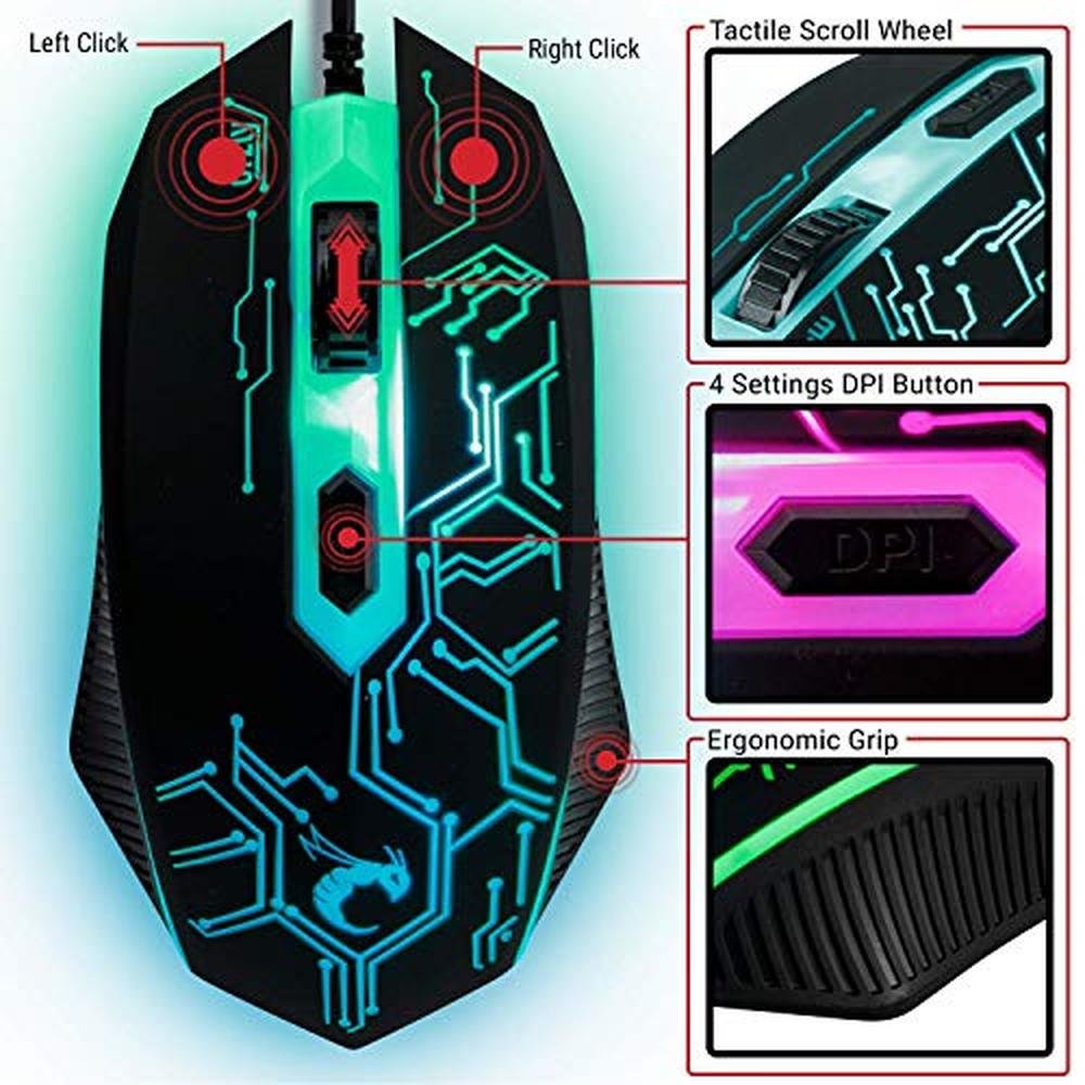 Gaming Keyboard and Mouse and Mouse pad and Gaming Headset, Wired LED – Blumaple LLP