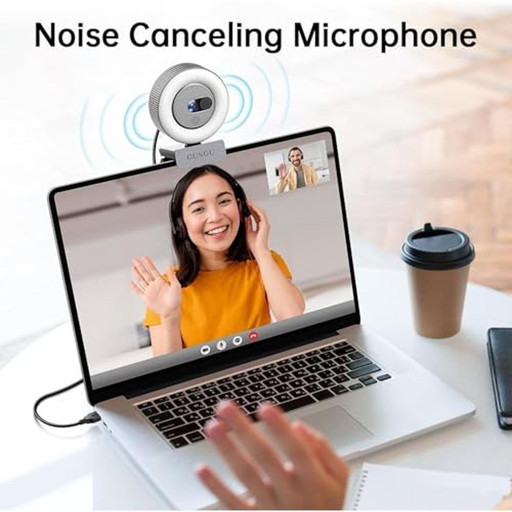 GUSGU G910 2K Quad HD Webcam for PC, with Microphone & Light & Privacy ...