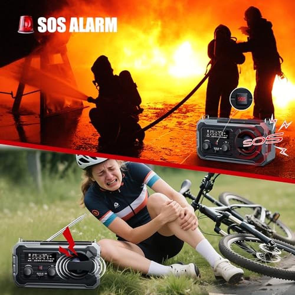 Hand Crank Emergency Radio, 10000mAh Weather Radio with AM/FM/NOAA, So ...