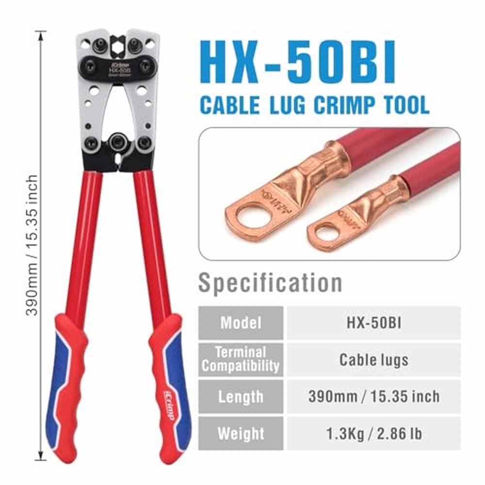 Battery Wire | iCrimp Battery Cable Lug Crimping Tool for 8-6-4-2-1-1-0 ...