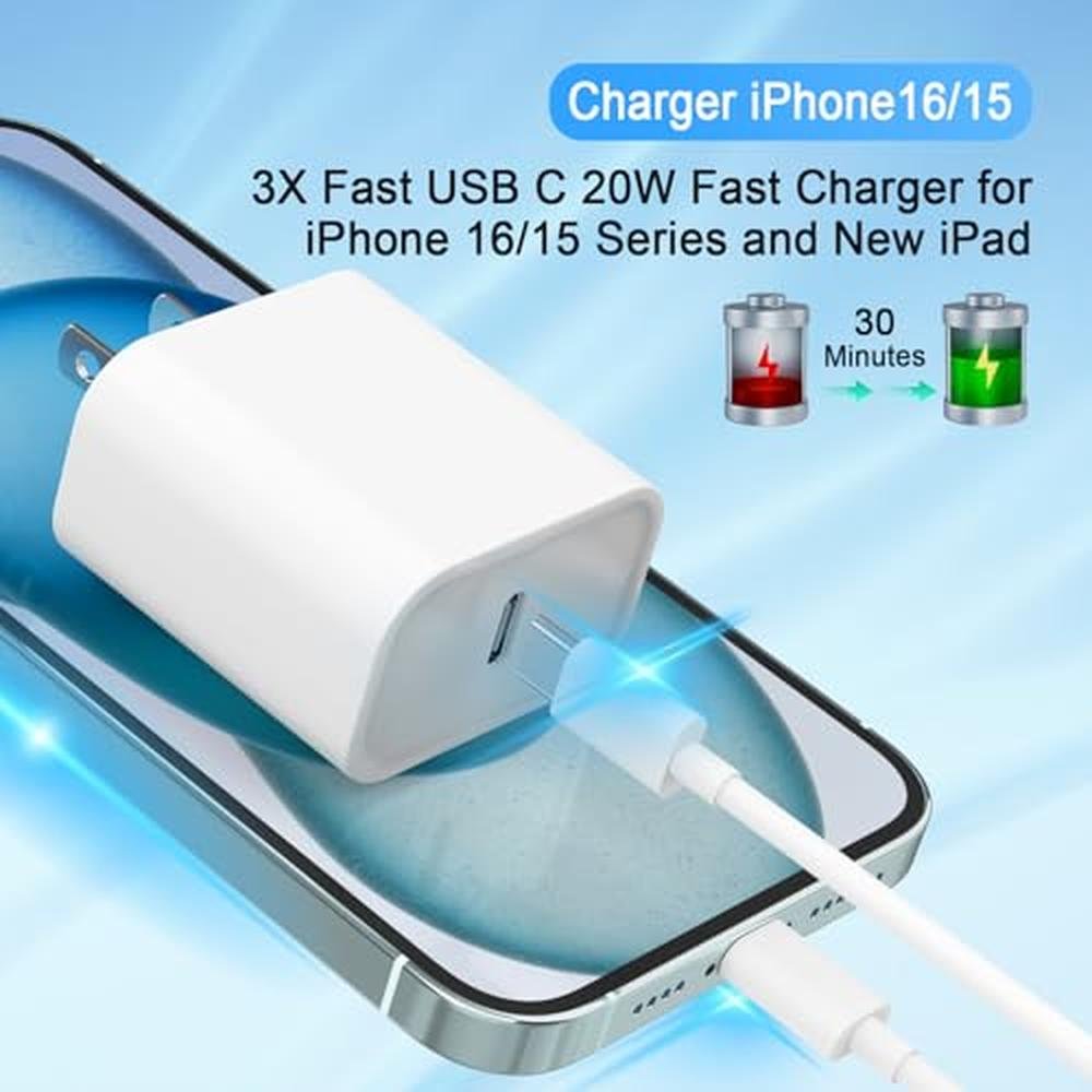 iPhone 17 16 15 Charger, USB C Charger, 4-Pack Fast Wall Charging, USB ...