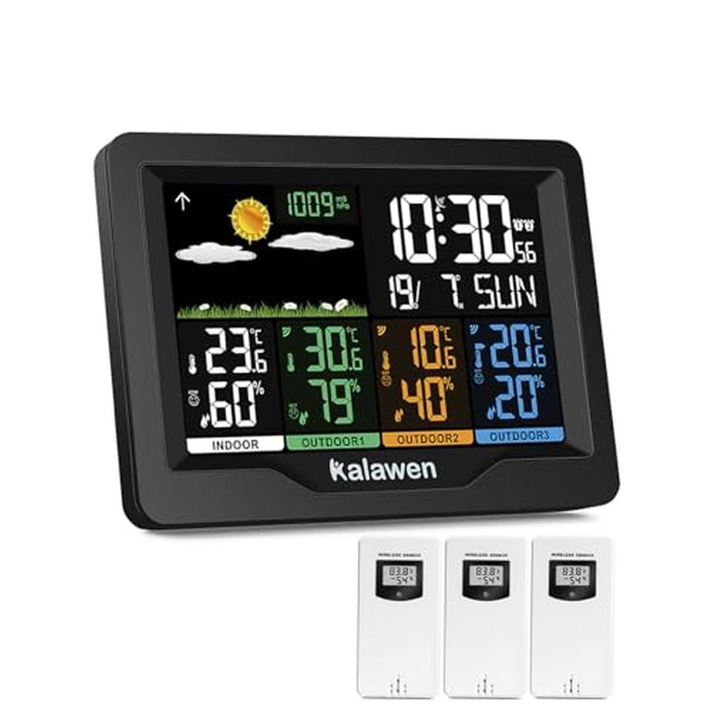Kalawen Home Wireless Weather Station Multiple Sensors with Atomic Clo ...