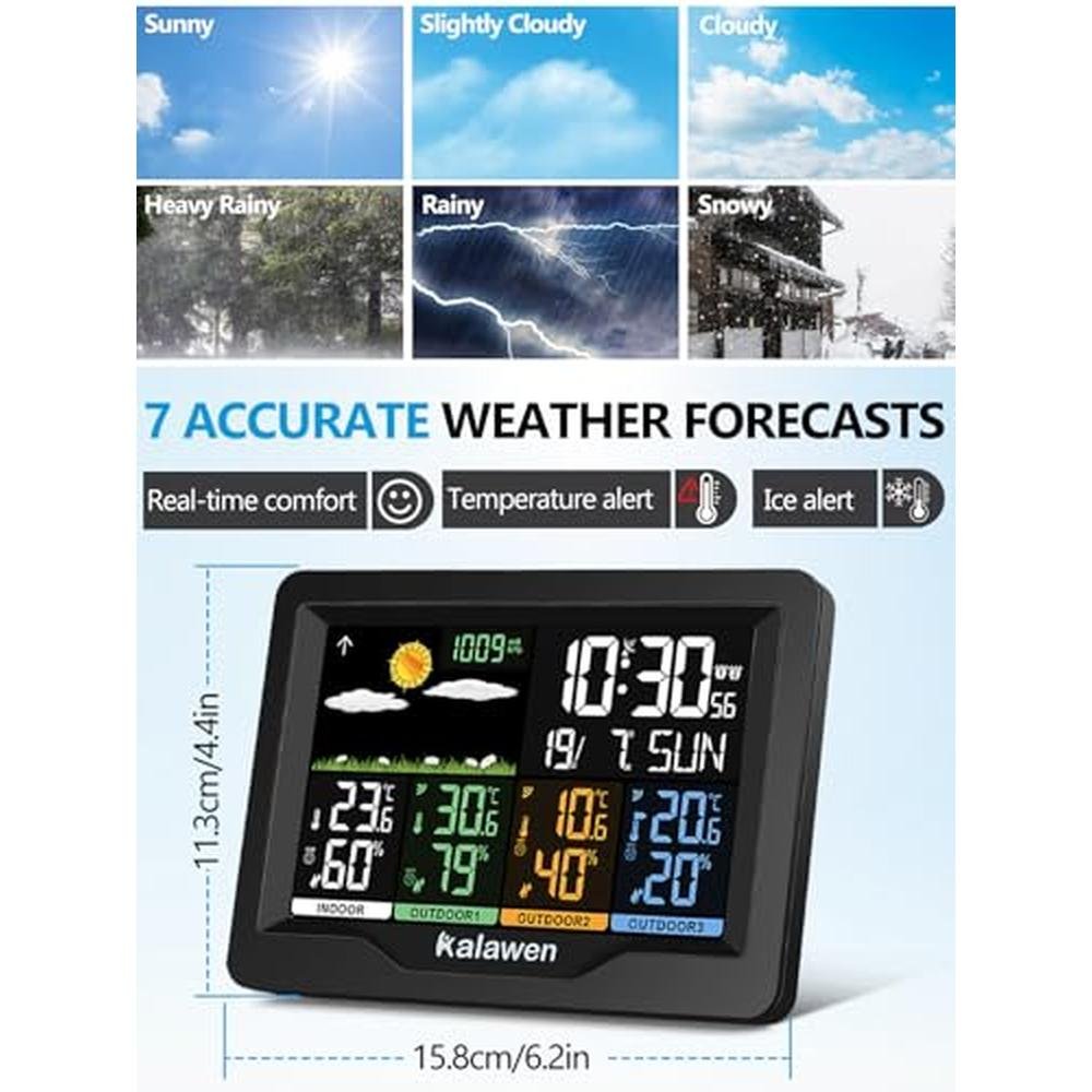 Kalawen Home Wireless Weather Station Multiple Sensors with Atomic Clo ...