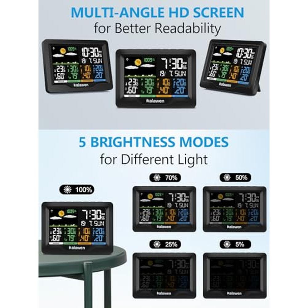 Kalawen Home Wireless Weather Station Multiple Sensors with Atomic Clo ...