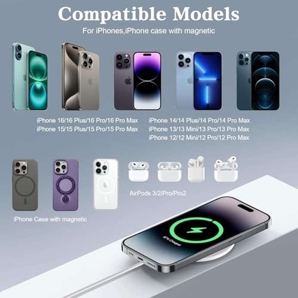 Magnetic Wireless Charger 2Pack 10FT Apple Magsafe Charger,Fast Mag-Sa ...