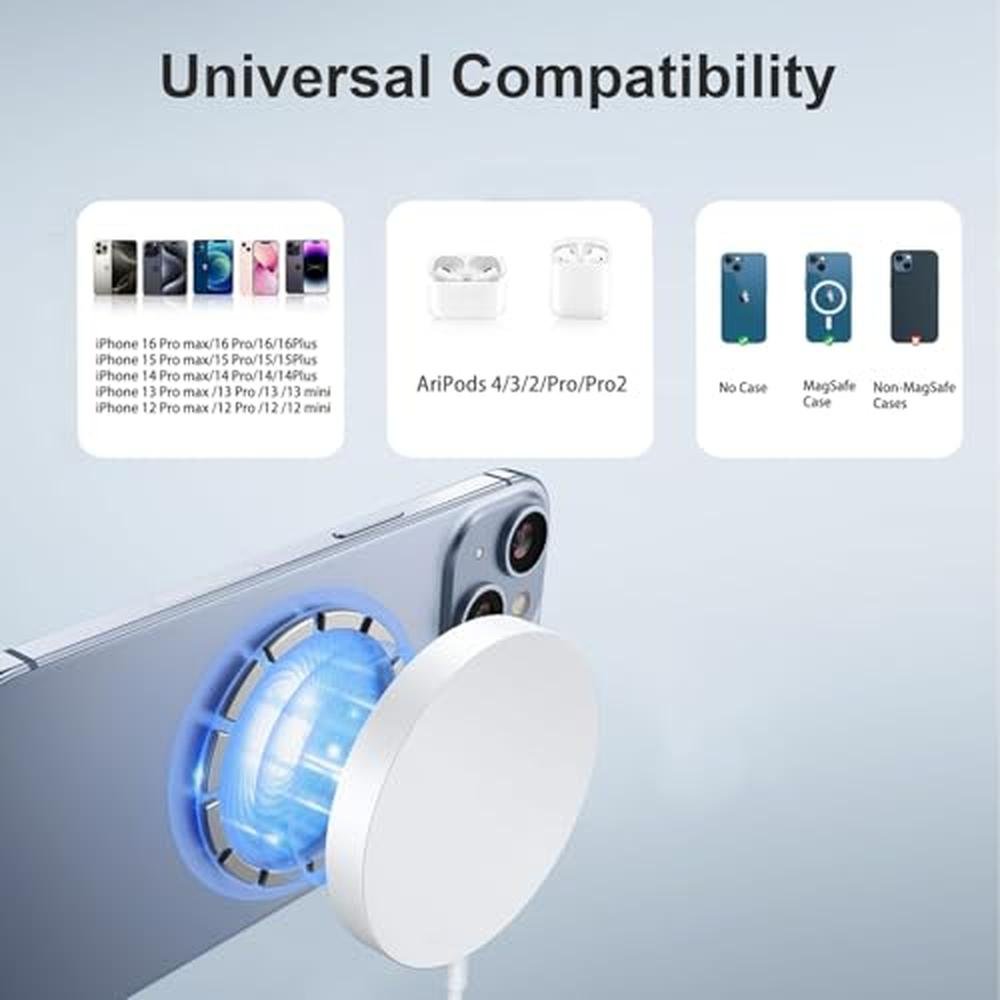 Magnetic Wireless Charger Fast Apple Mag-Safe Charger for iPhone 16 Pr ...