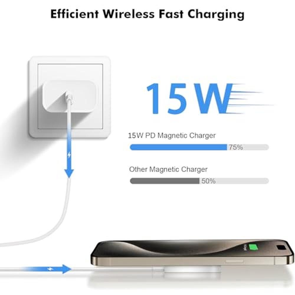 Magnetic Wireless Charger Fast Apple Mag-Safe Charger for iPhone 16 Pr ...