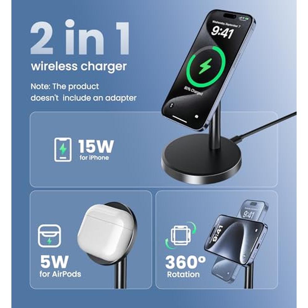 Magnetic Wireless Charger iPhone, 2 Pack 15W Fast Mag-Safe Charger Sta ...