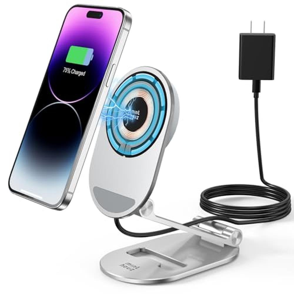 Magnetic Wireless Charger, Minthouz Foldable Mag Safe Charging Stand ...