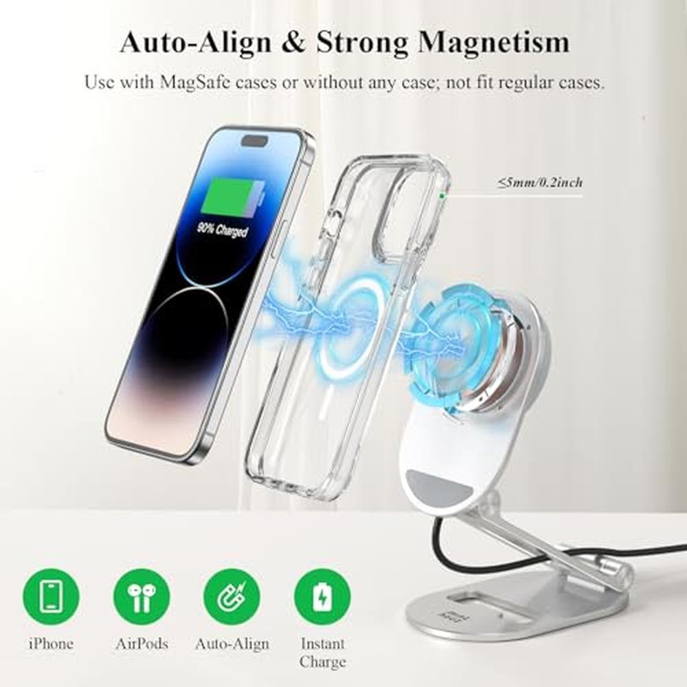 Magnetic Wireless Charger, Minthouz Foldable Mag Safe Charging Stand ...