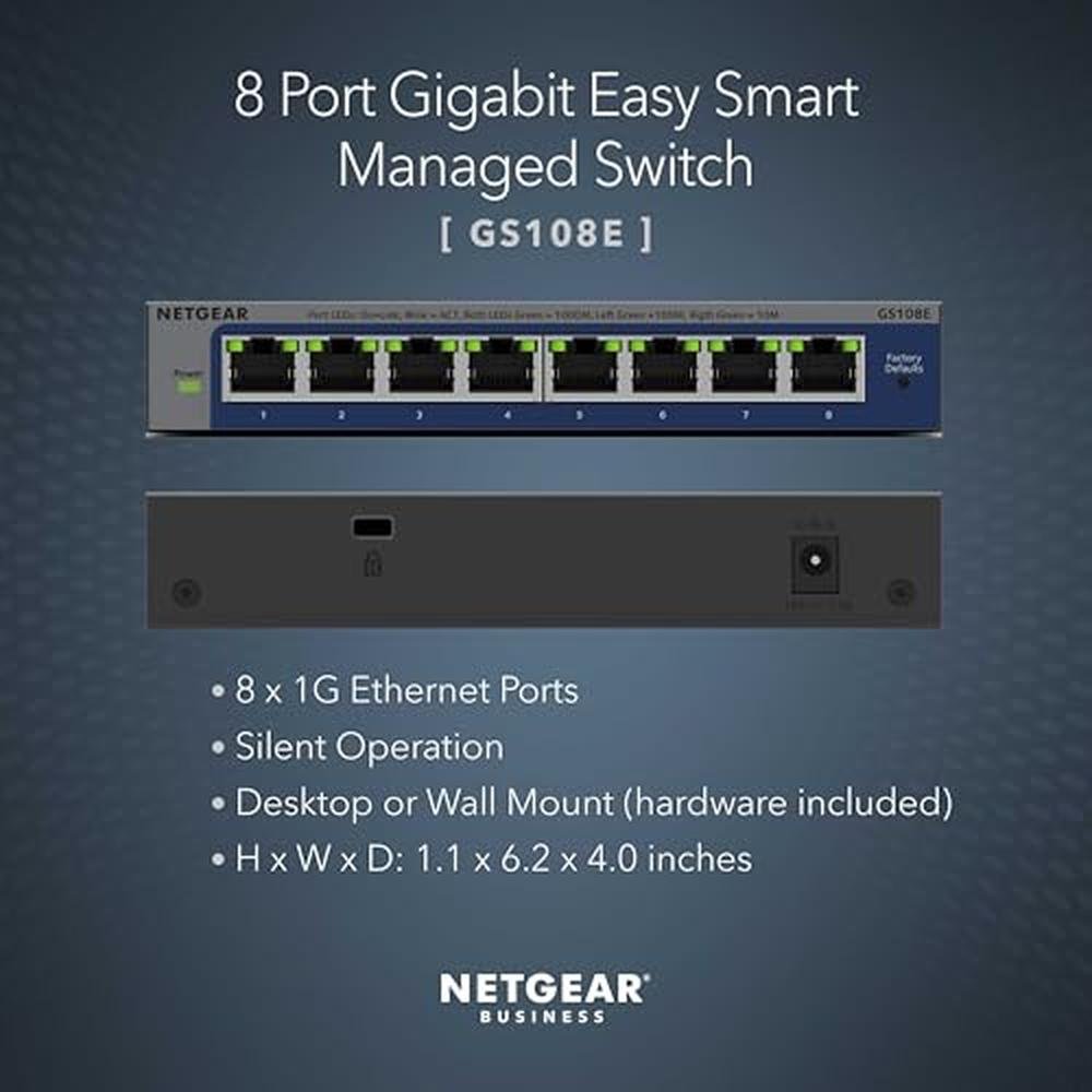 NETGEAR 8-Port Gigabit Ethernet Easy Smart Managed Switch (GS108E) - M ...