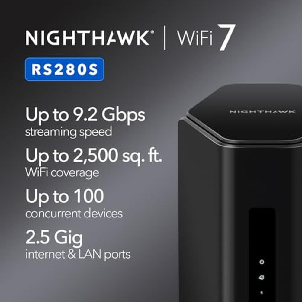 NETGEAR Nighthawk Tri-Band WiFi 7 Router (RS280S) - Router Only, BE920 ...
