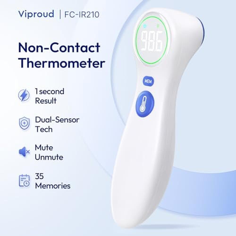 Touch Thermometer | VIPROUD FC-IR210 Forehead Thermometer | 1-Second ...