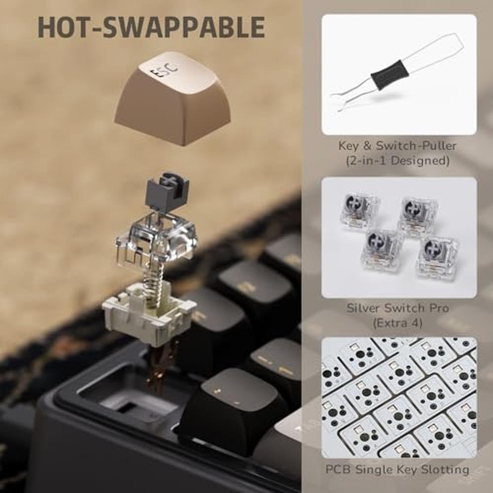 RK ROYAL KLUDGE R75 Wired Gaming Keyboard with Volume Knob, 75% Mechan ...